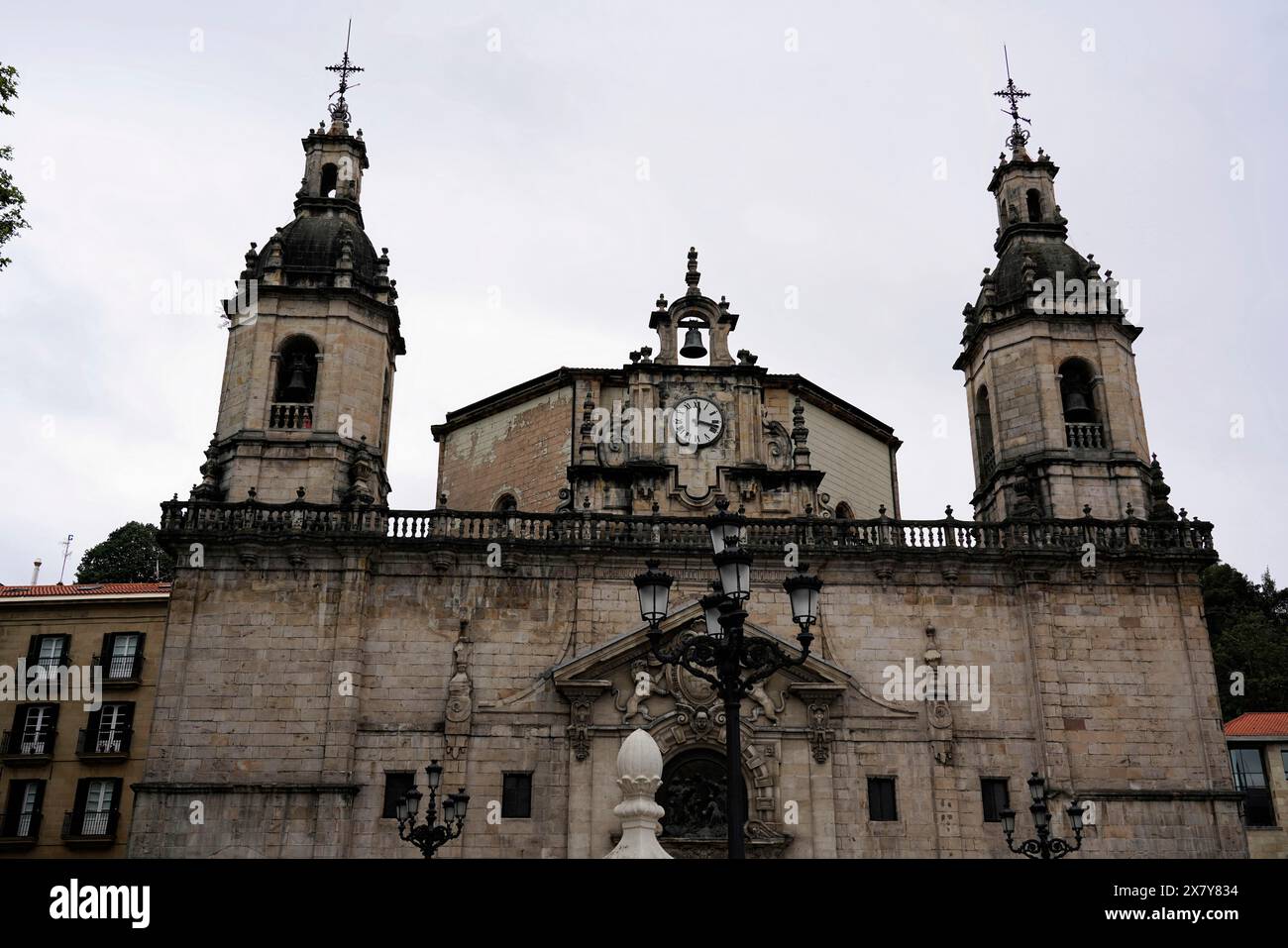 Iglesia San Nicolas de Bari, Baroque church façade with two towers and ...