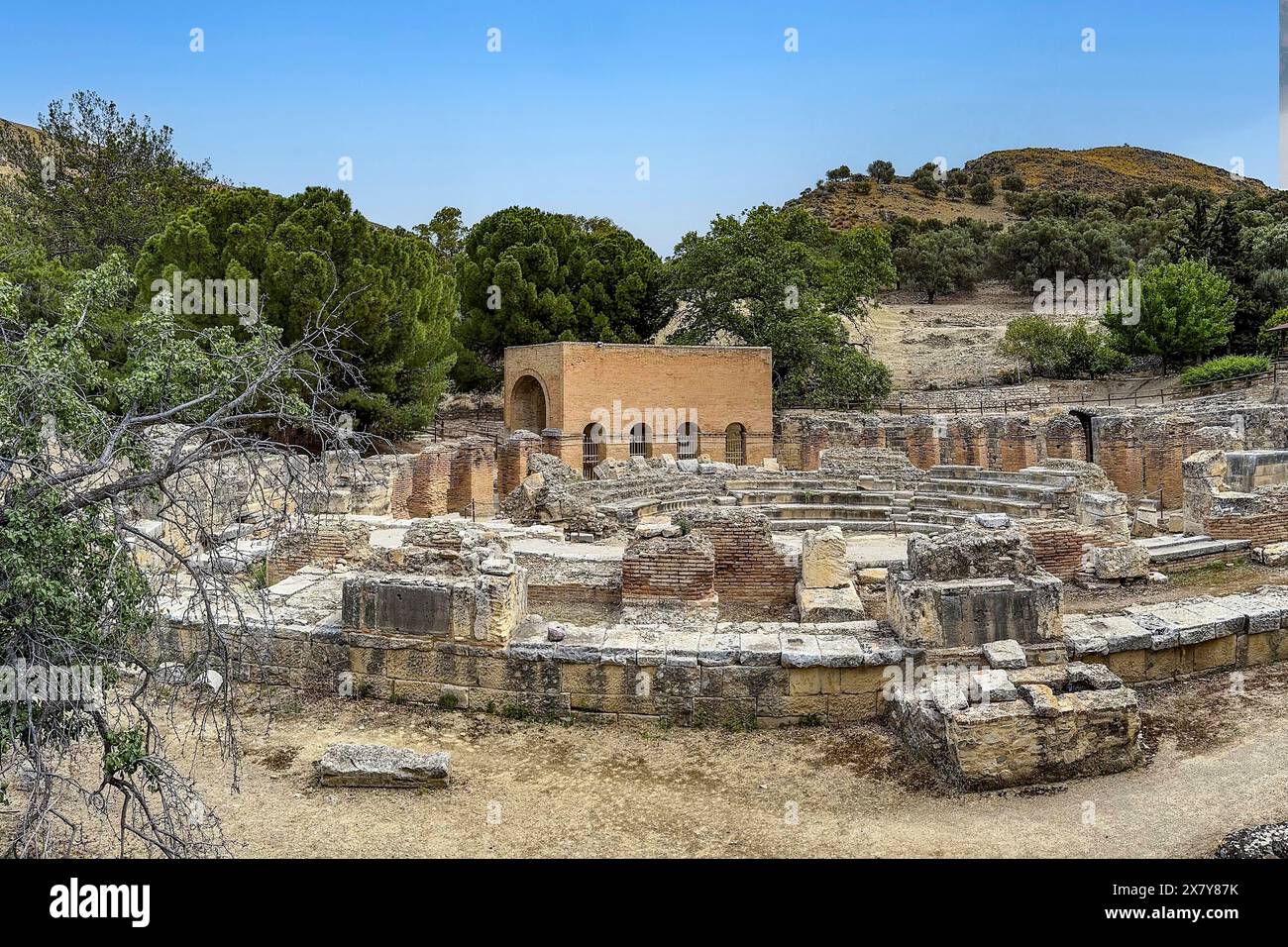 Overview of ruins of historic Roman amphitheatre from antiquity in ...
