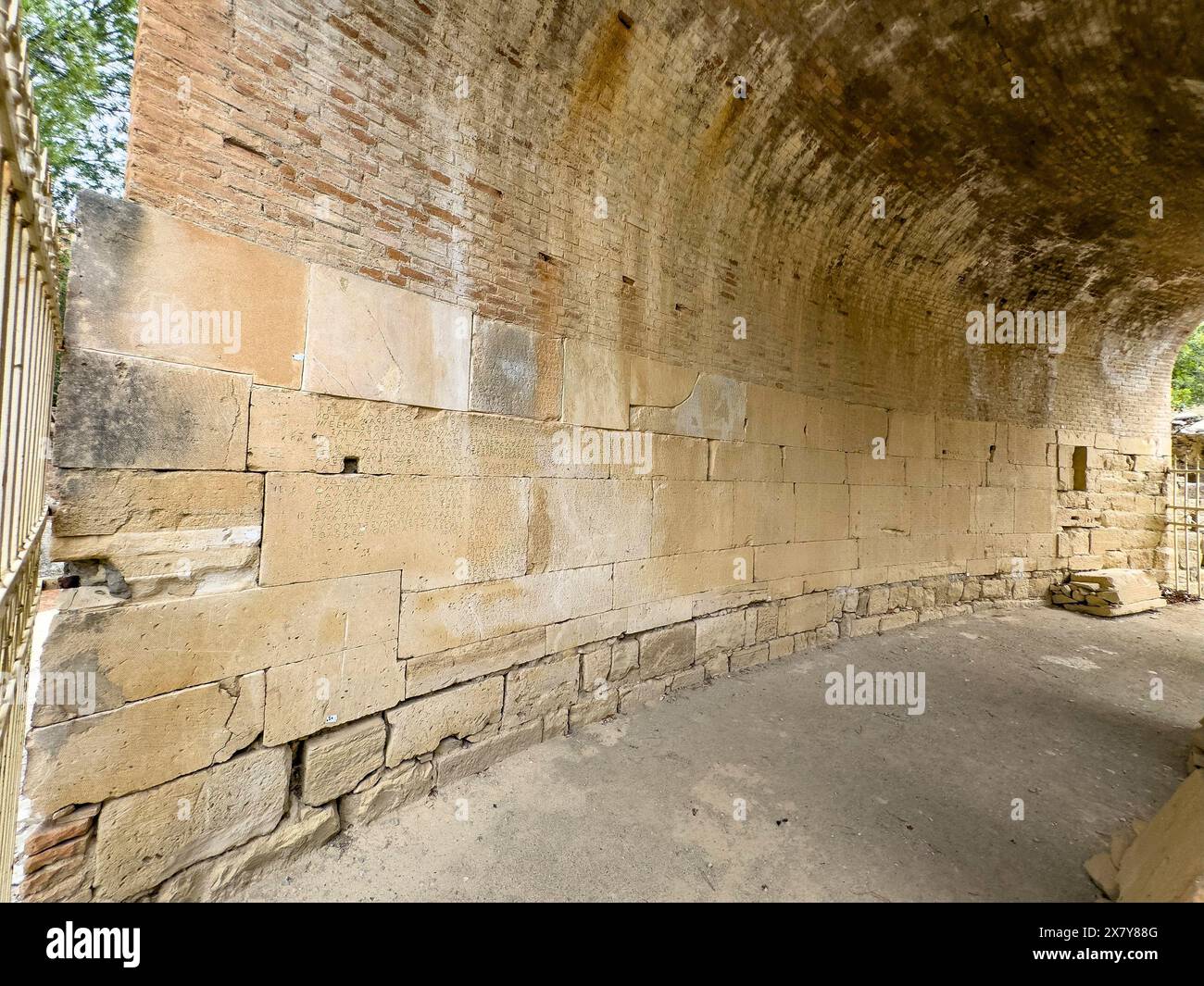 View of sandstone blocks Stones made of sandstone with written ...