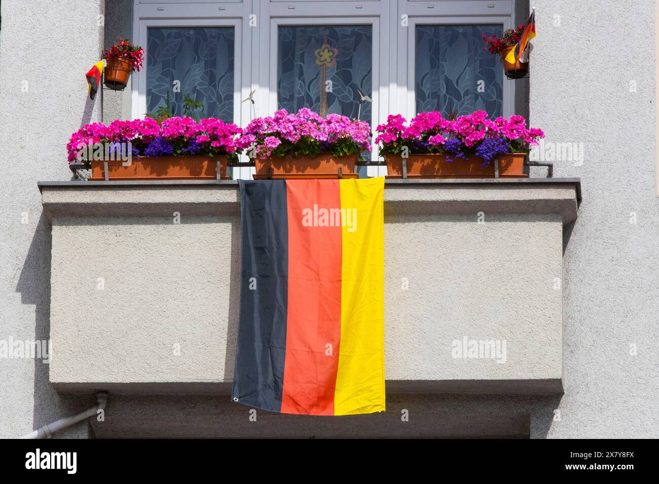 A German national team football fan decorated his balcony with a German ...