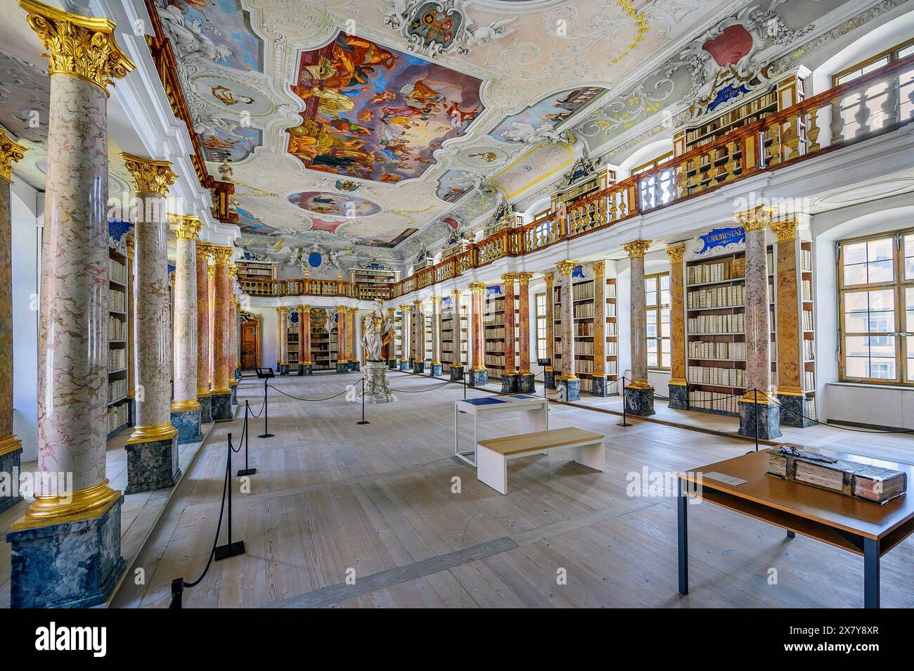 The library, museum, Ottobeuren Monastery, Allgäu, Swabia, Bavaria ...