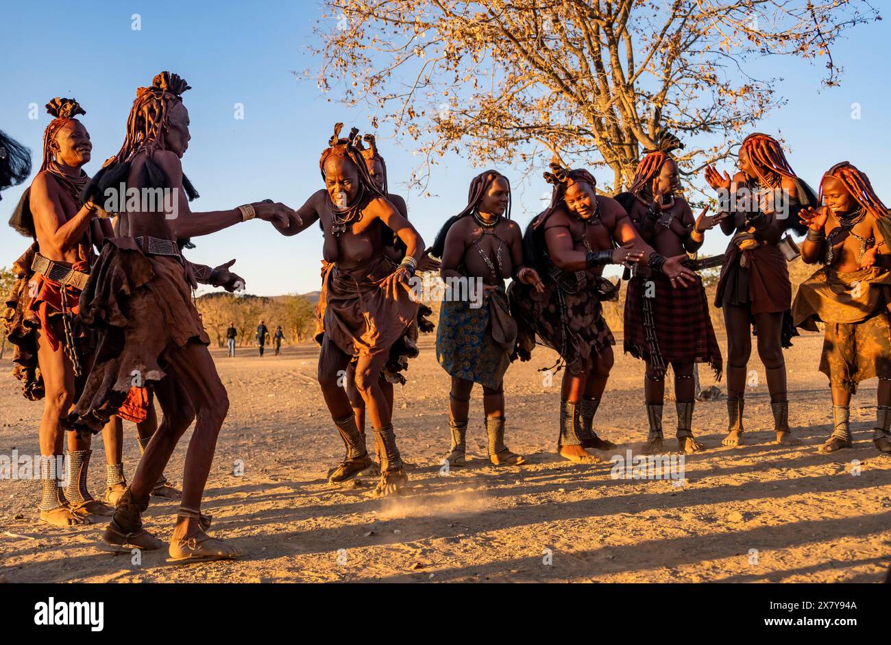 Traditional Himba woman clapping and dancing, music and dance ...