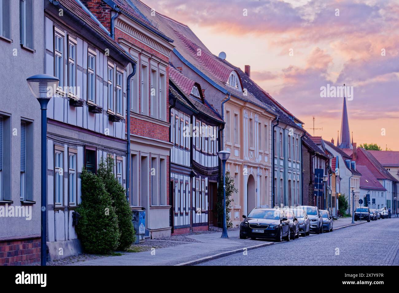 Weberstraße, a cobbled street with mainly half-timbered houses in the ...