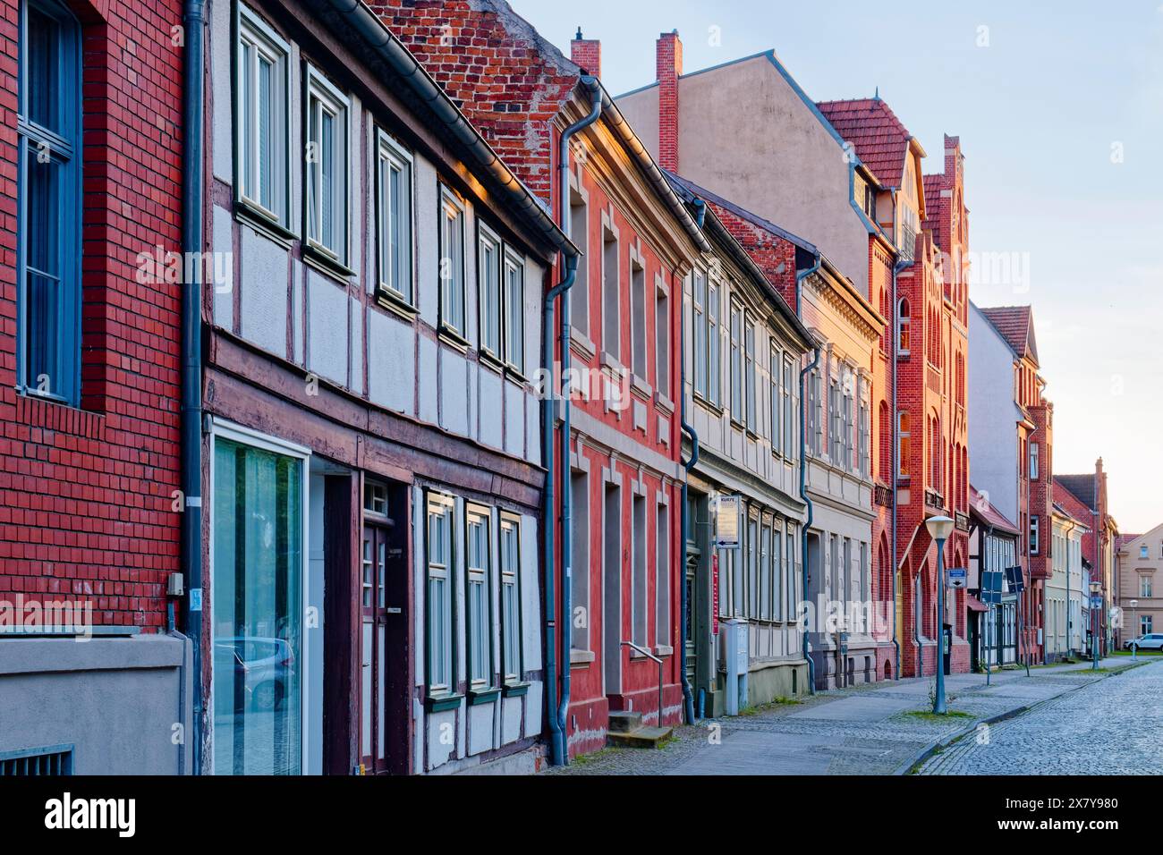 Half-timbered houses in the street Altes Dorf, a street with ...