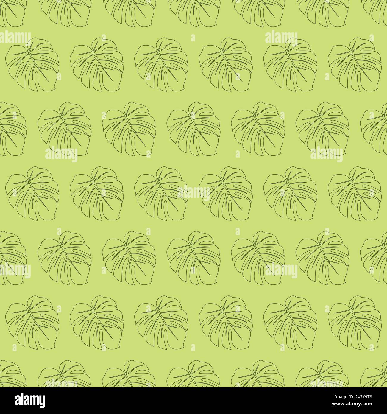 Monstera leaves line seamless pattern, monstera background vector Stock ...