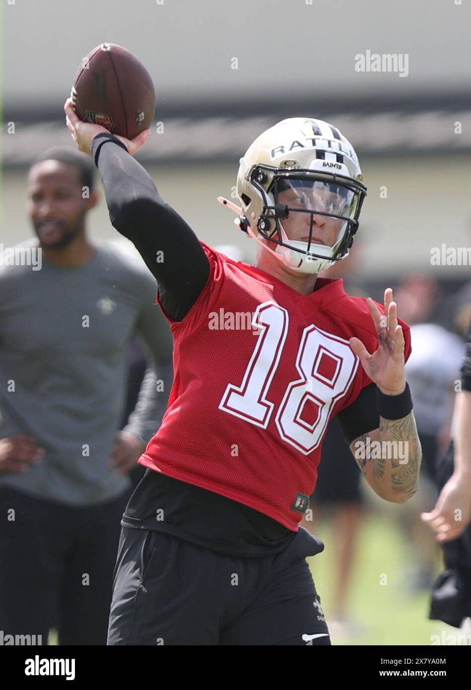 Metairie, United States. 21st May, 2024. New Orleans Saints quarterback ...