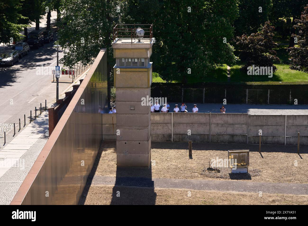 Former watchtower of the zone border at the Berlin Wall Memorial ...