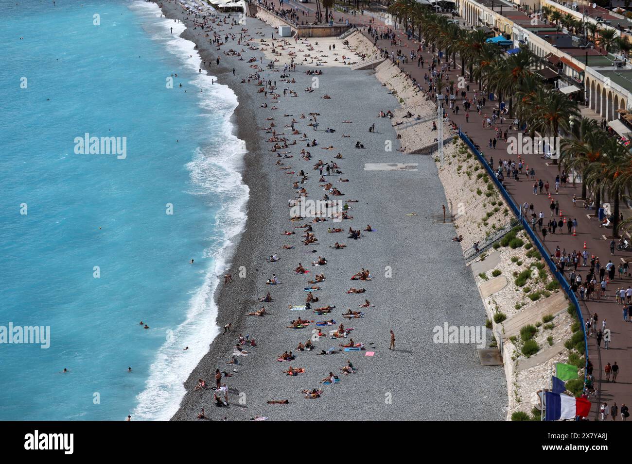 Nice, France - 25.09.2022: View of Nice, beaches and the famous ...