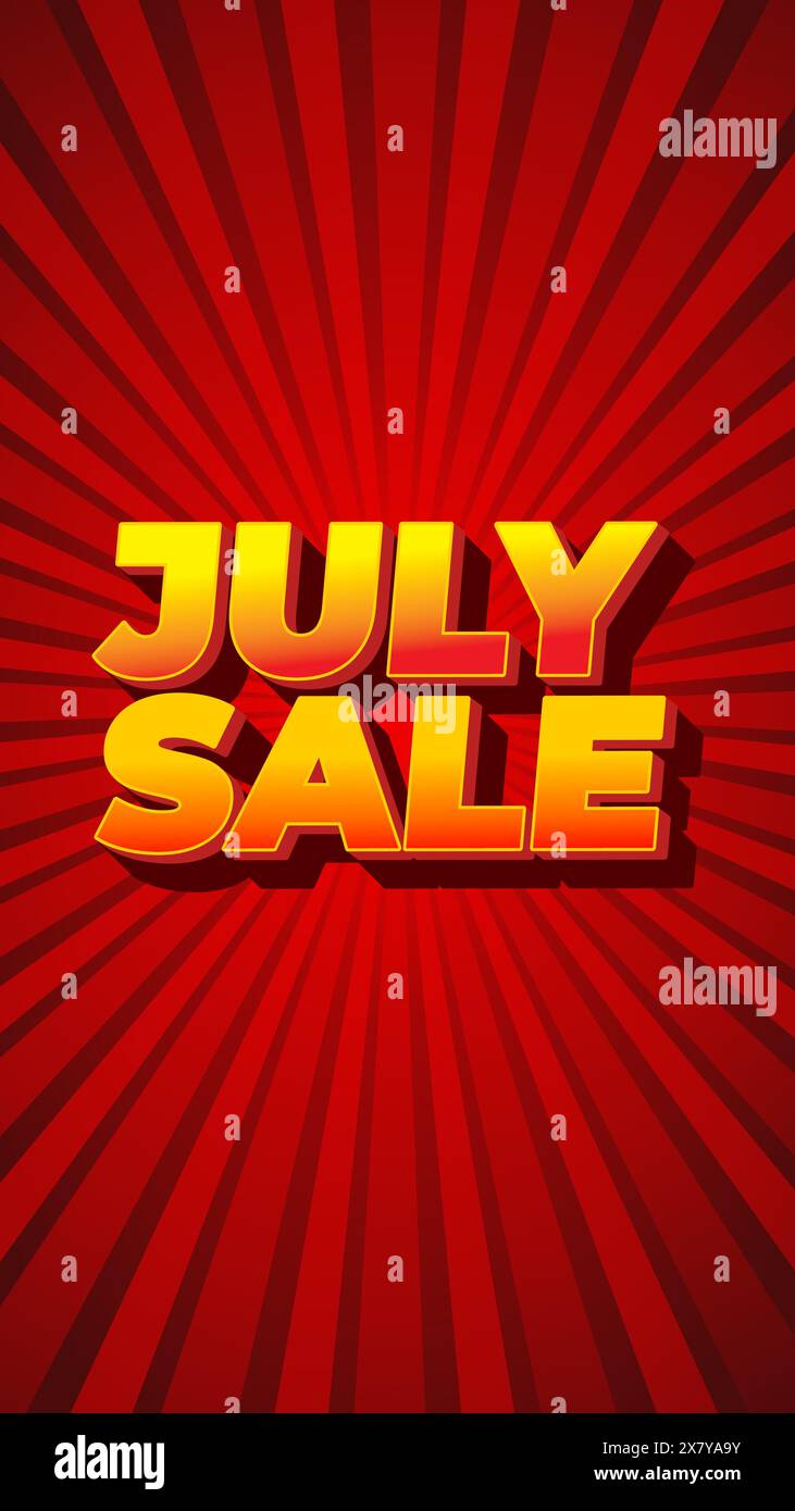 July sale. Text effect design in 3d style with portrait orientation ...