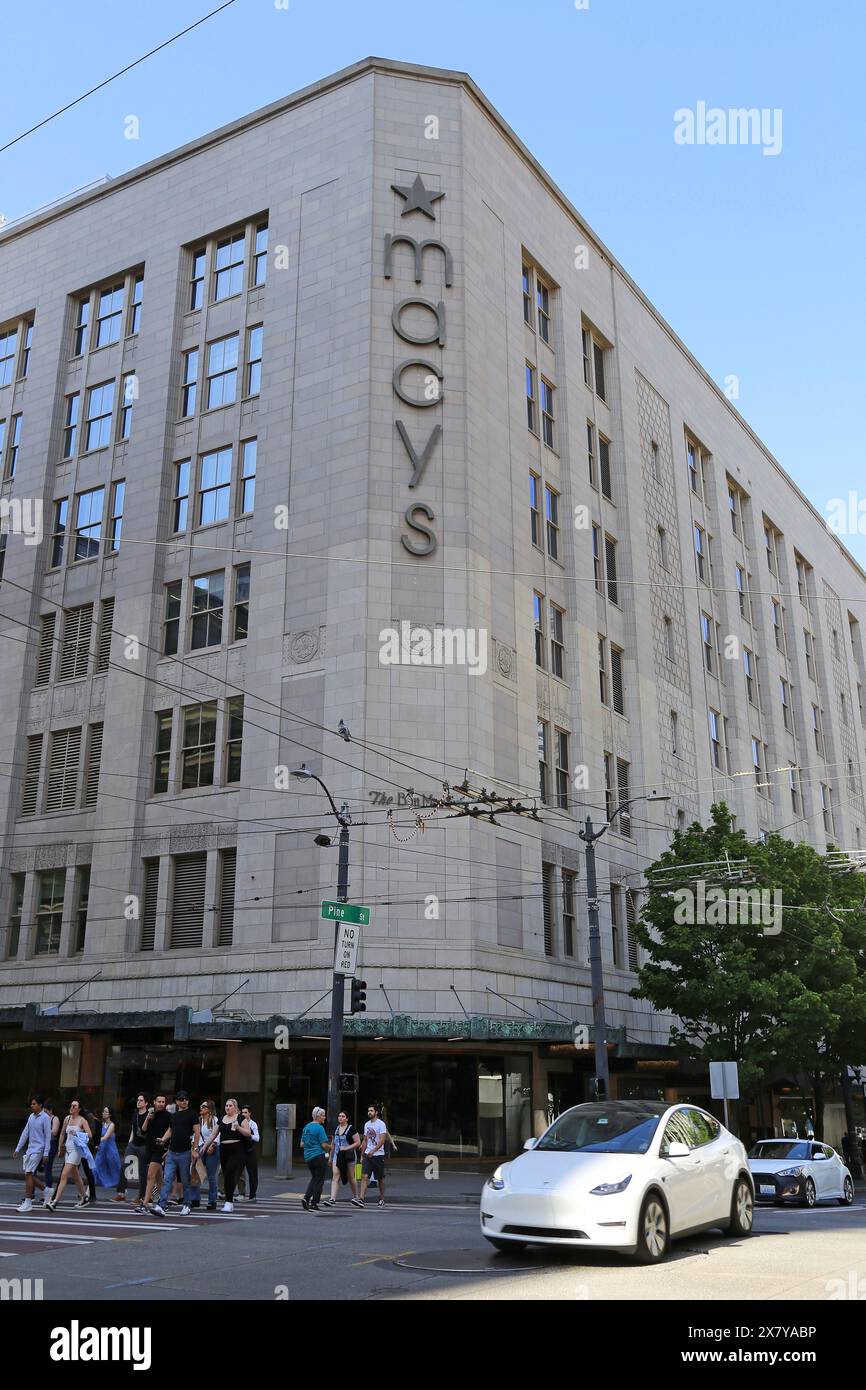 Macy’s (now Bon Marche), Pine Street, Seattle, Elliott Bay, Puget Sound ...