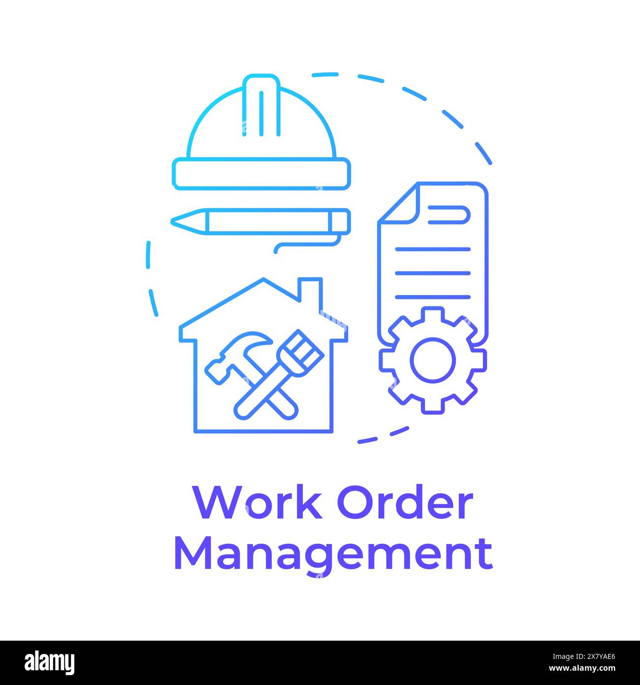Work order management blue gradient concept icon Stock Vector Image ...