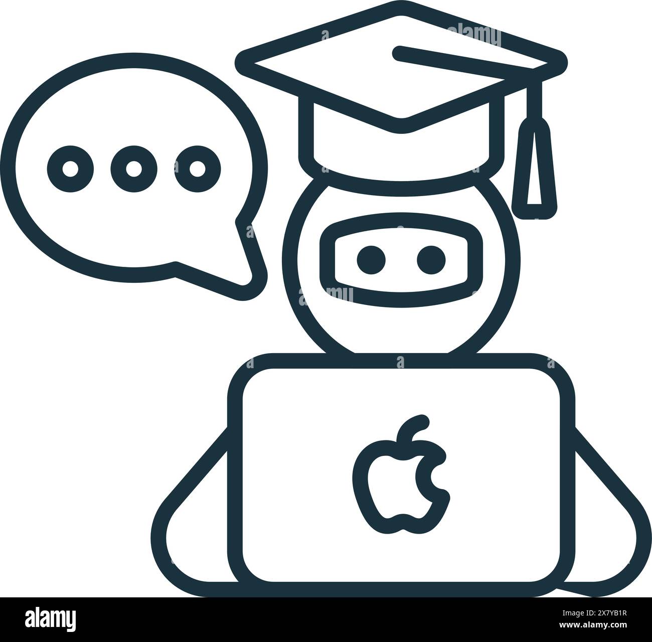 Self-Learning Chatbot icon. Monochrome simple Virtual Assistant icon ...