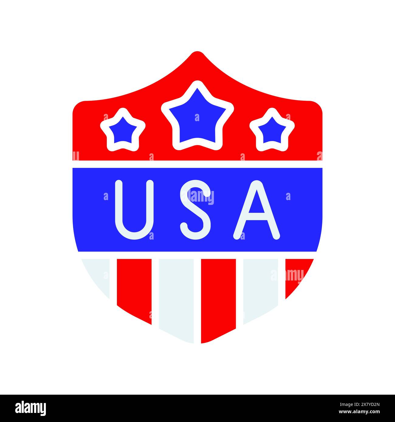 USA shield icon. Red, white, and blue shield with stars and USA text ...