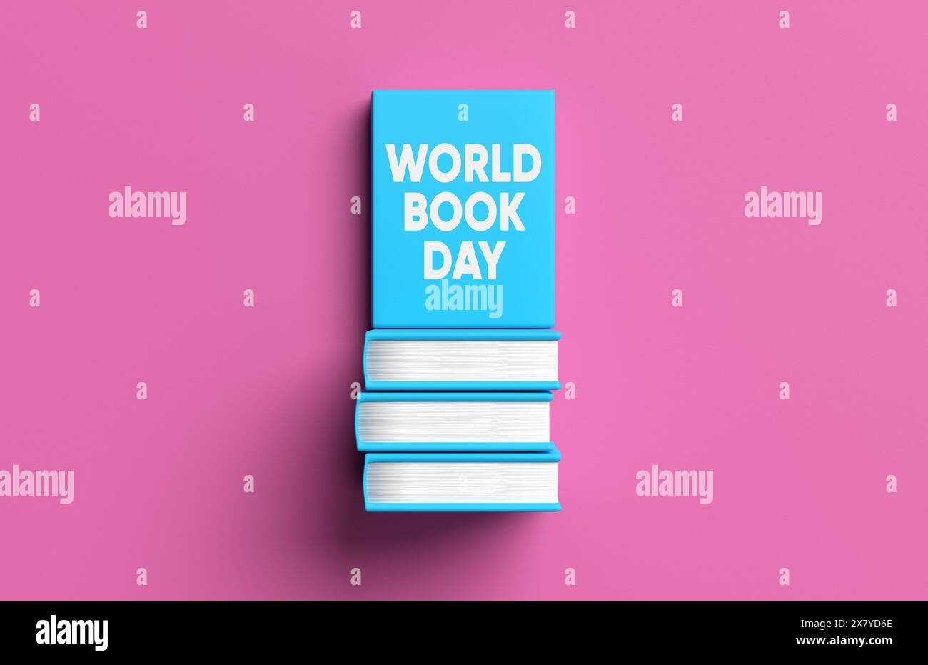 World Book Day concept. Blue hardcover book with the title world book ...