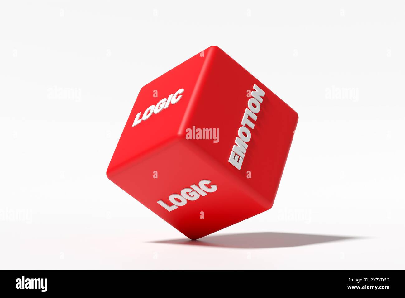 Red dice rolling with the logic vs emotion options. Decision making ...
