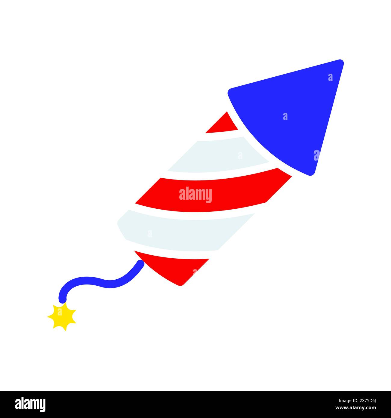 Firework rocket icon. Striped rocket with a lit fuse. Celebration and ...