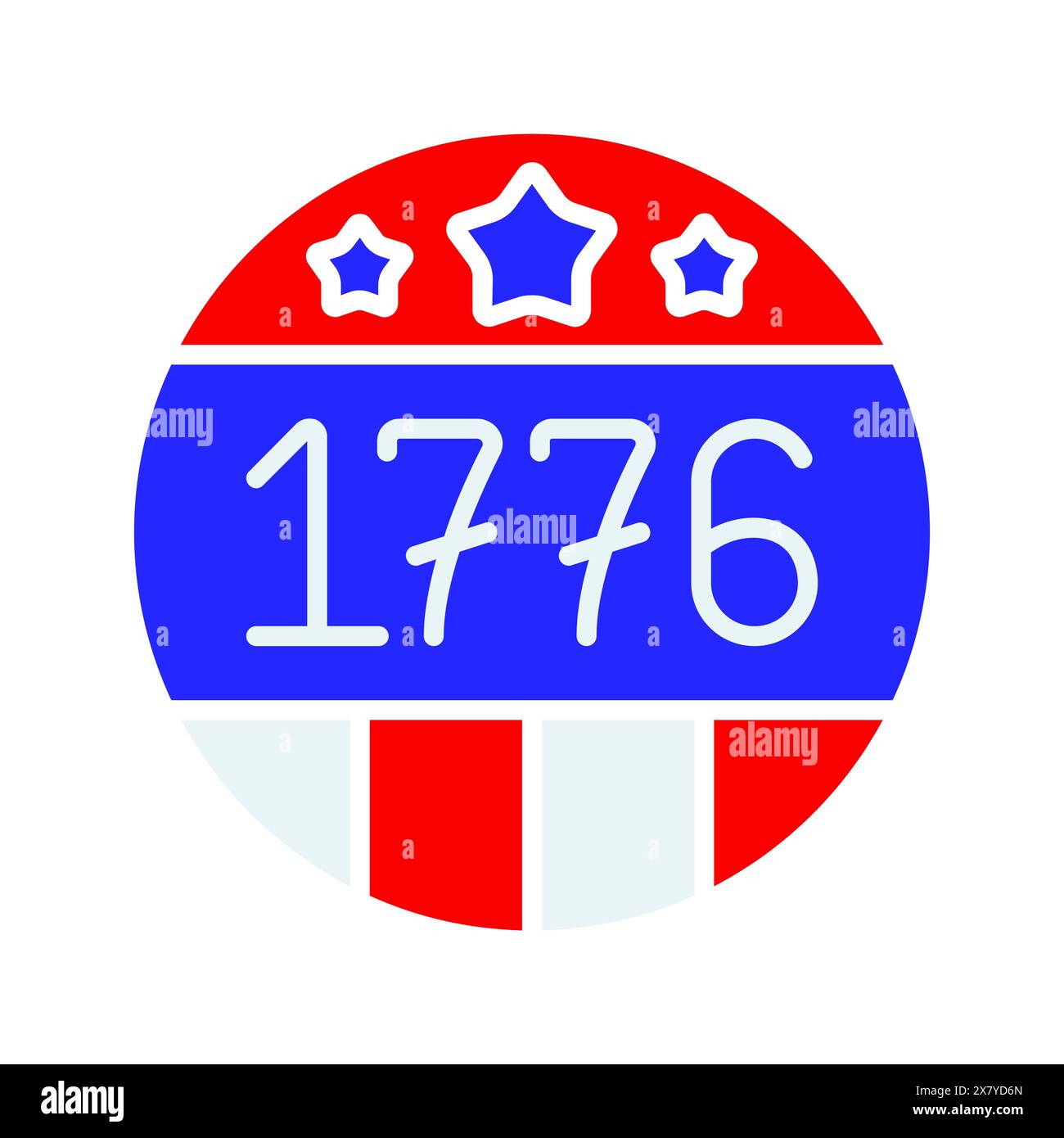 1776 badge icon. Round badge with stars, stripes, and the year 1776 ...