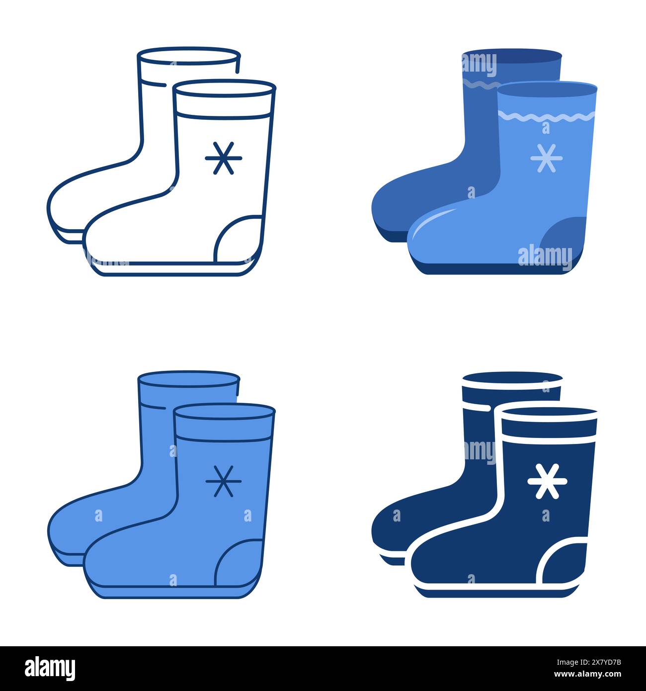 Winter felt boots icon set in flat and line style. Traditional Russian ...