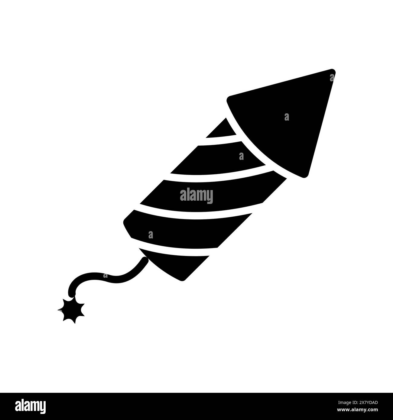 Firework rocket icon. Striped rocket with a lit fuse. Celebration and ...