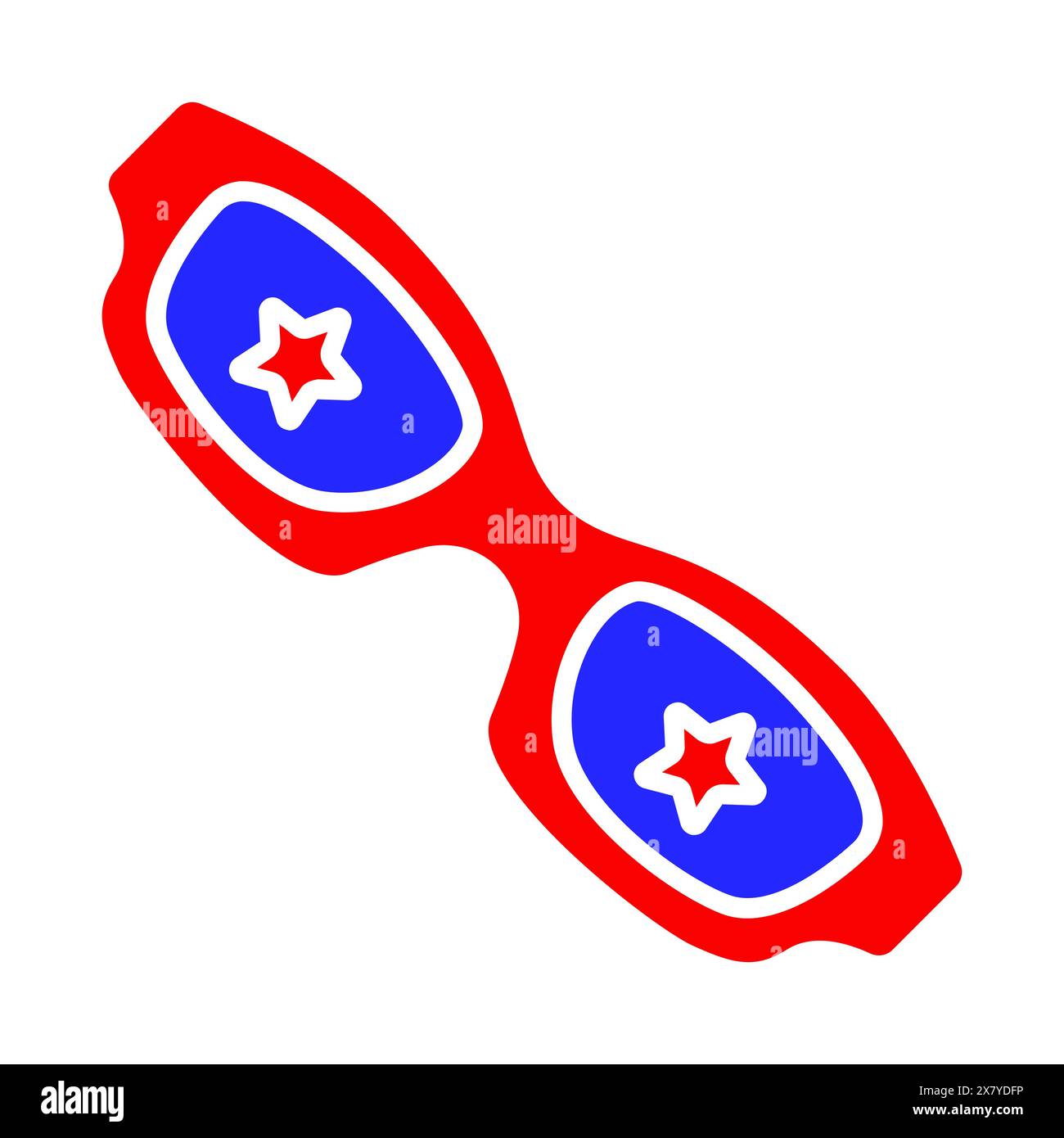 Patriotic sunglasses icon. Red frame with blue lenses and star design ...