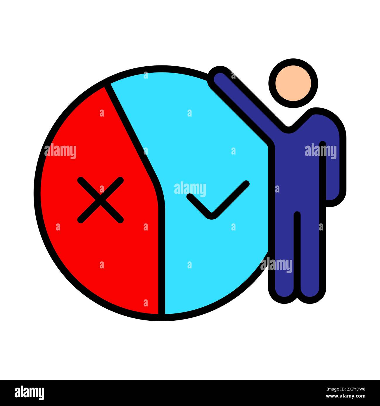 Diagram with exit poll icon. Elections, analysis, evote, check stamps ...