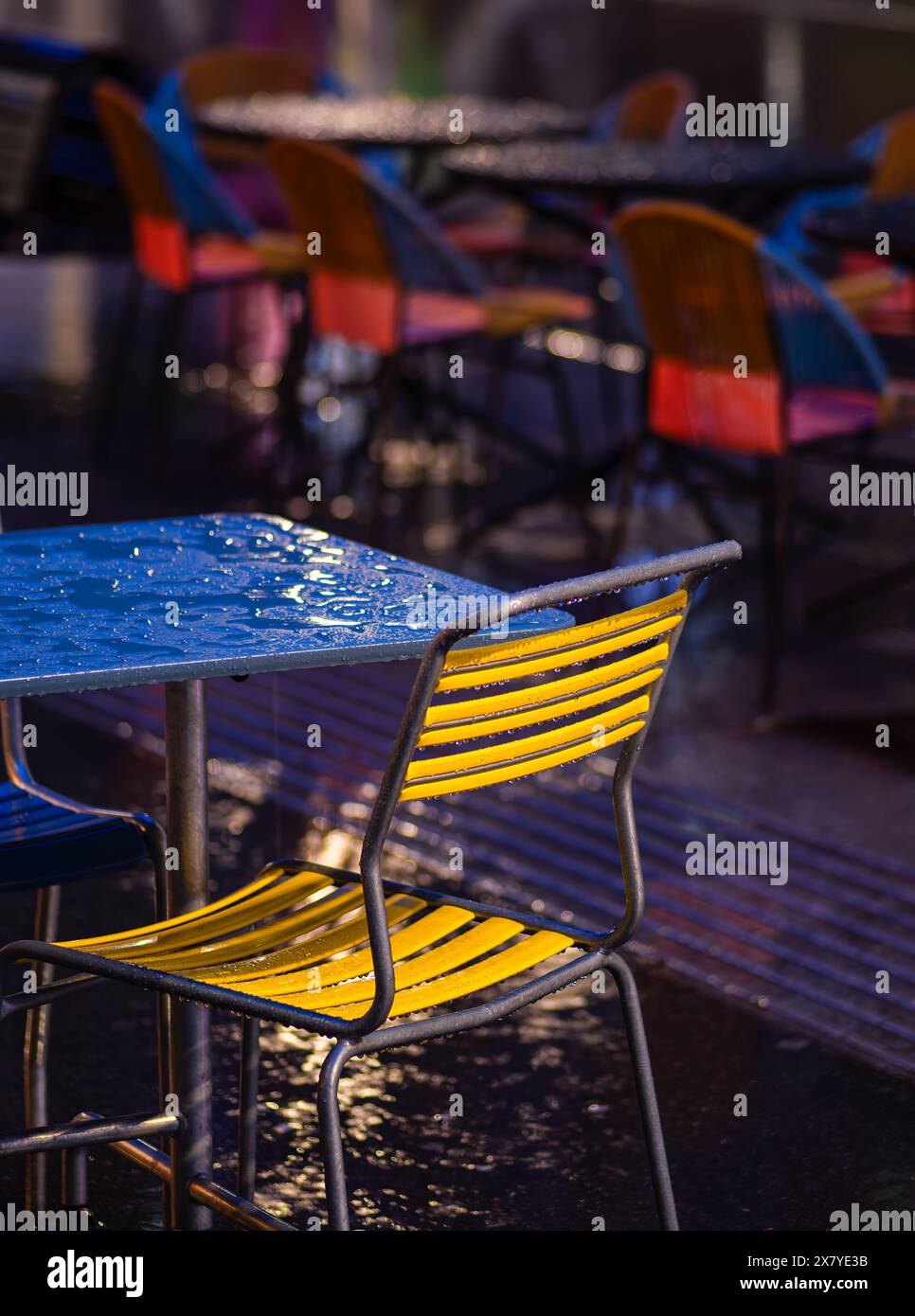 Zurich, Switzerland - May 16, 2024: An outdoor cafe with colorful ...