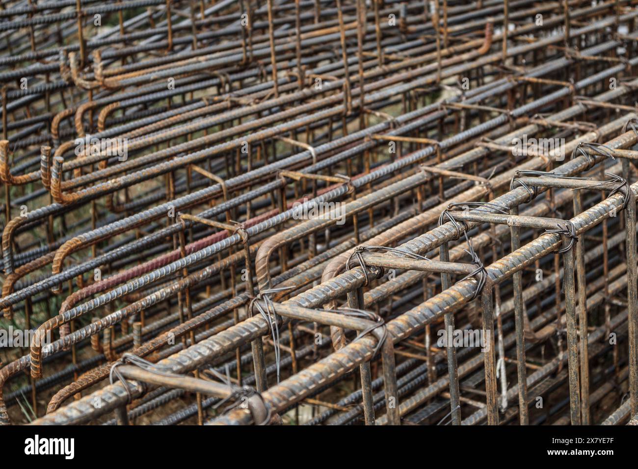 steel rebar for reinforced concrete at building construction site Stock ...