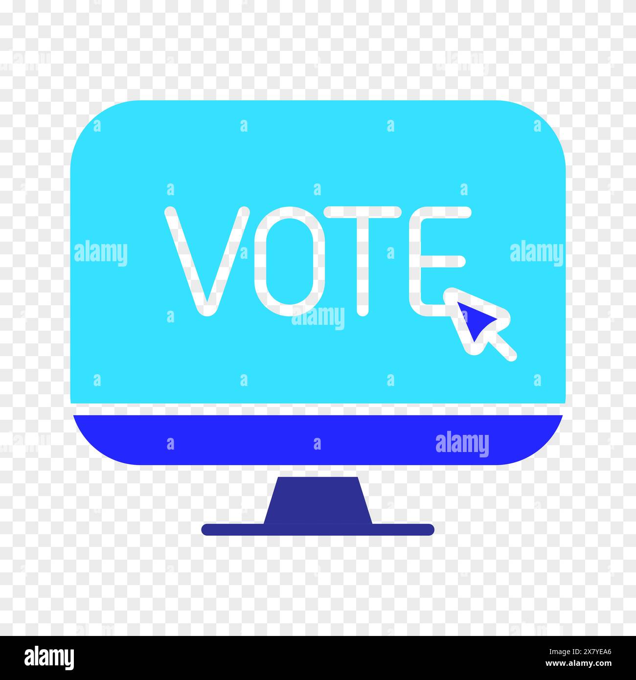 Monitor with vote text icon. Elections, evote, check stamps, voting ...