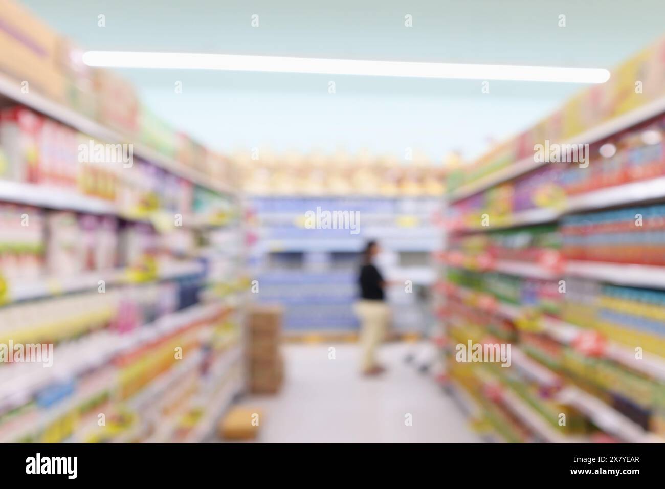 Abstract blur supermarket aisle background Stock Photo - Alamy