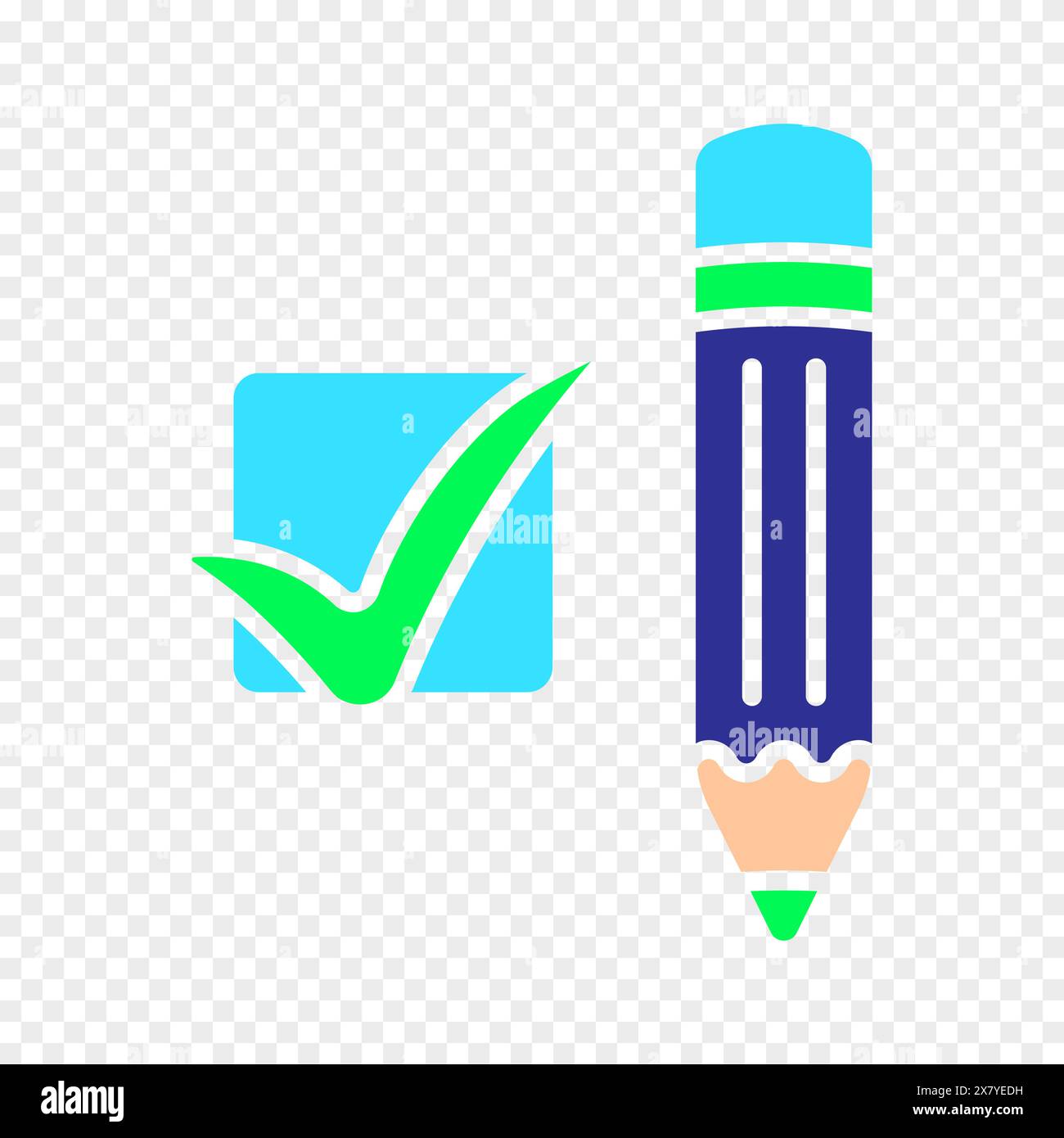 Pencil with a cross and a tick. Elections, check stamps, voting ...