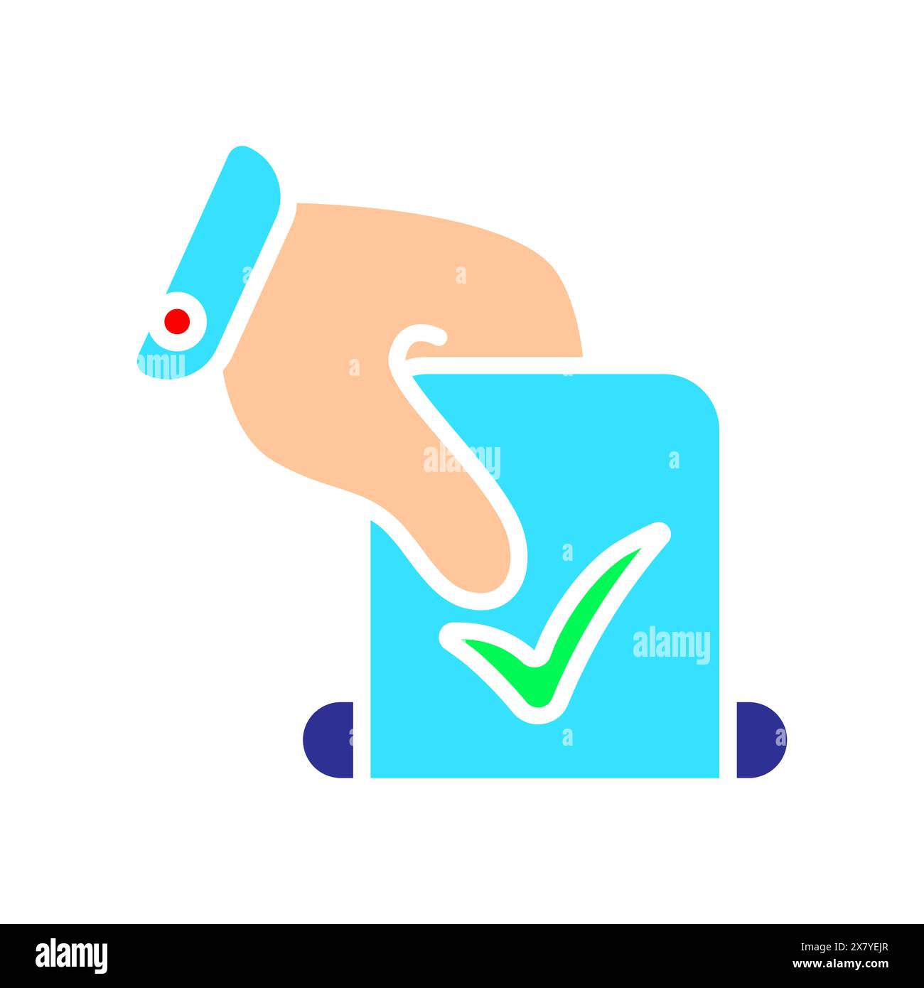 Bulletin with tick and cross icon. Elections, analysis, evote, check ...