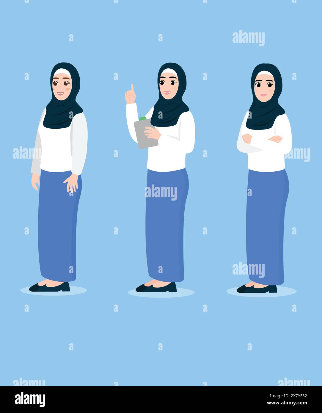 Muslim women standing multiple poses vector Stock Vector Image & Art ...