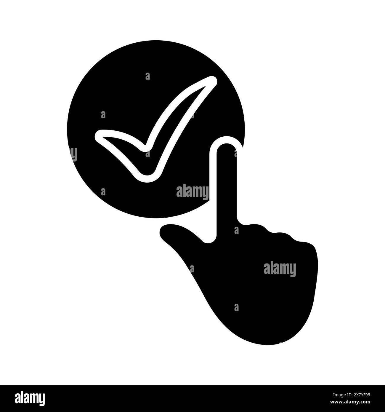 Voting set icon. Hand pressing checkmark button, electronic voting ...