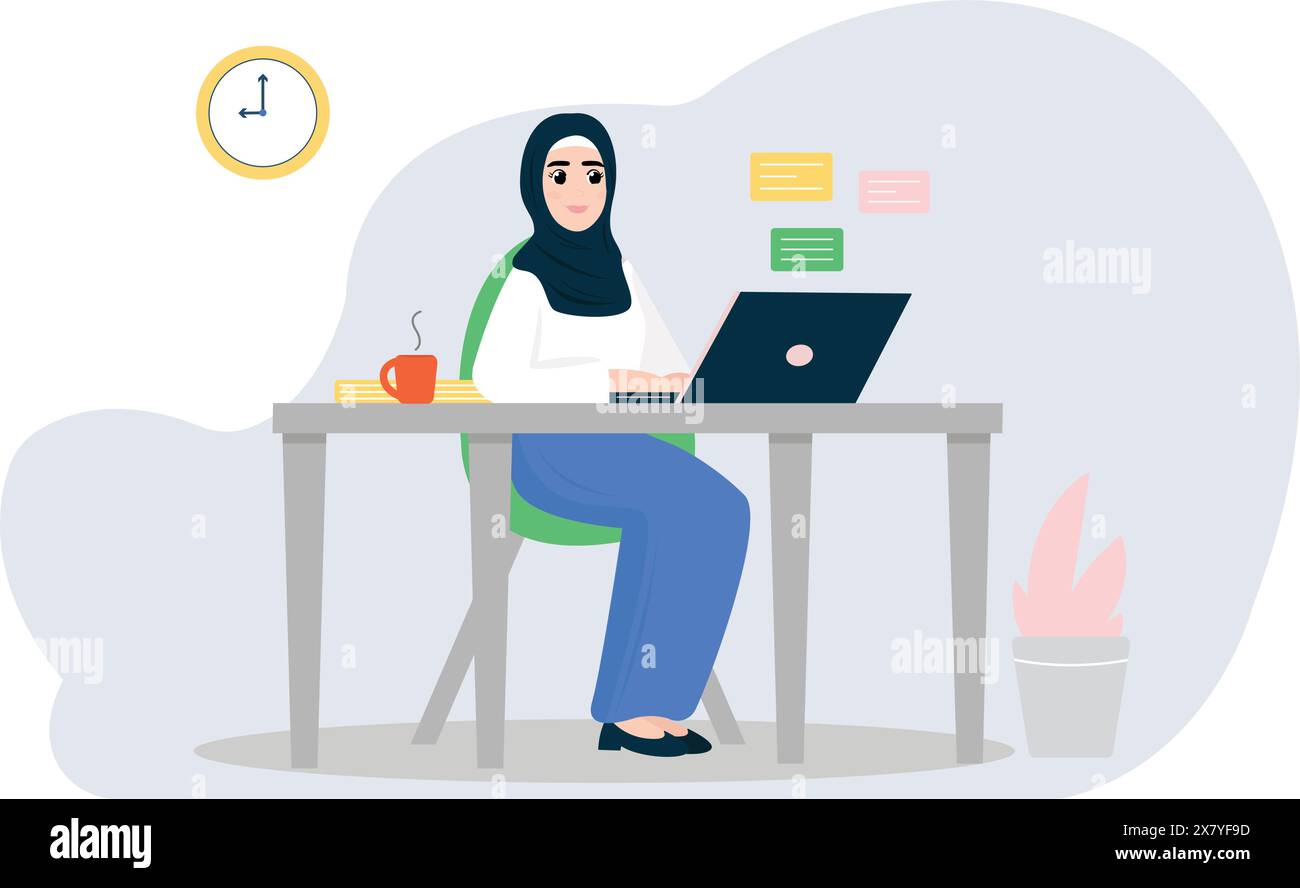 Arabic businessman working laptop Stock Vector Images - Alamy