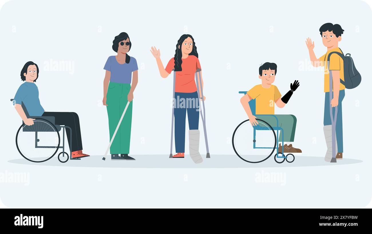 group of disabled people and disability Stock Vector Image & Art - Alamy