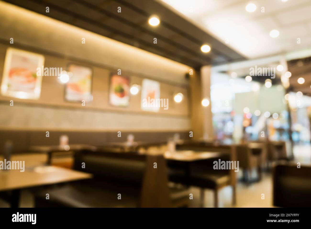 Abstract cafe coffee shoop restaurant interior blur background with ...