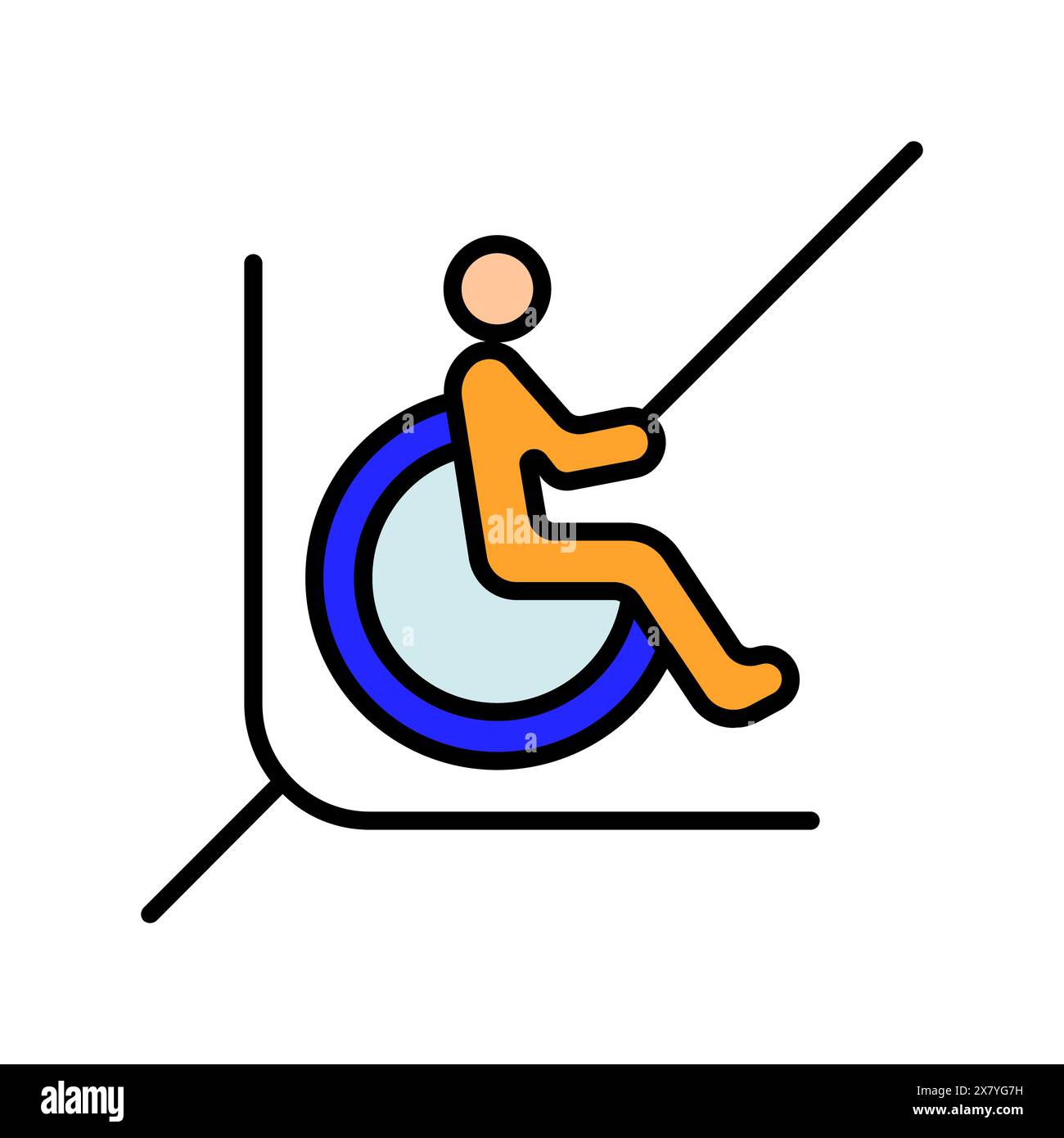 Disability line icon. Person in wheelchair, accessibility, reserved parking, mobility aid ...
