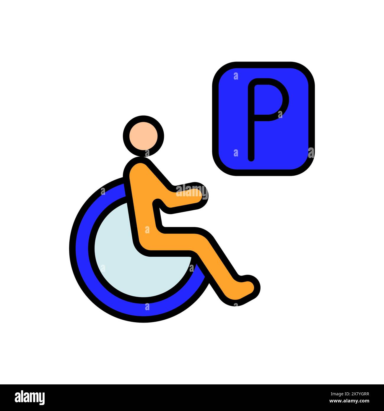 Disability parking set icon. Person in wheelchair, accessibility ...