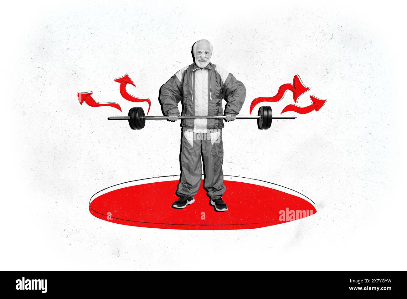 Sketch image artwork photo collage of sport training effort black white ...