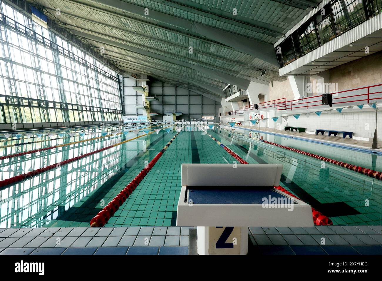 KHARKIV, UKRAINE - MAY 21, 2024 - The main swimming pool is pictured ...