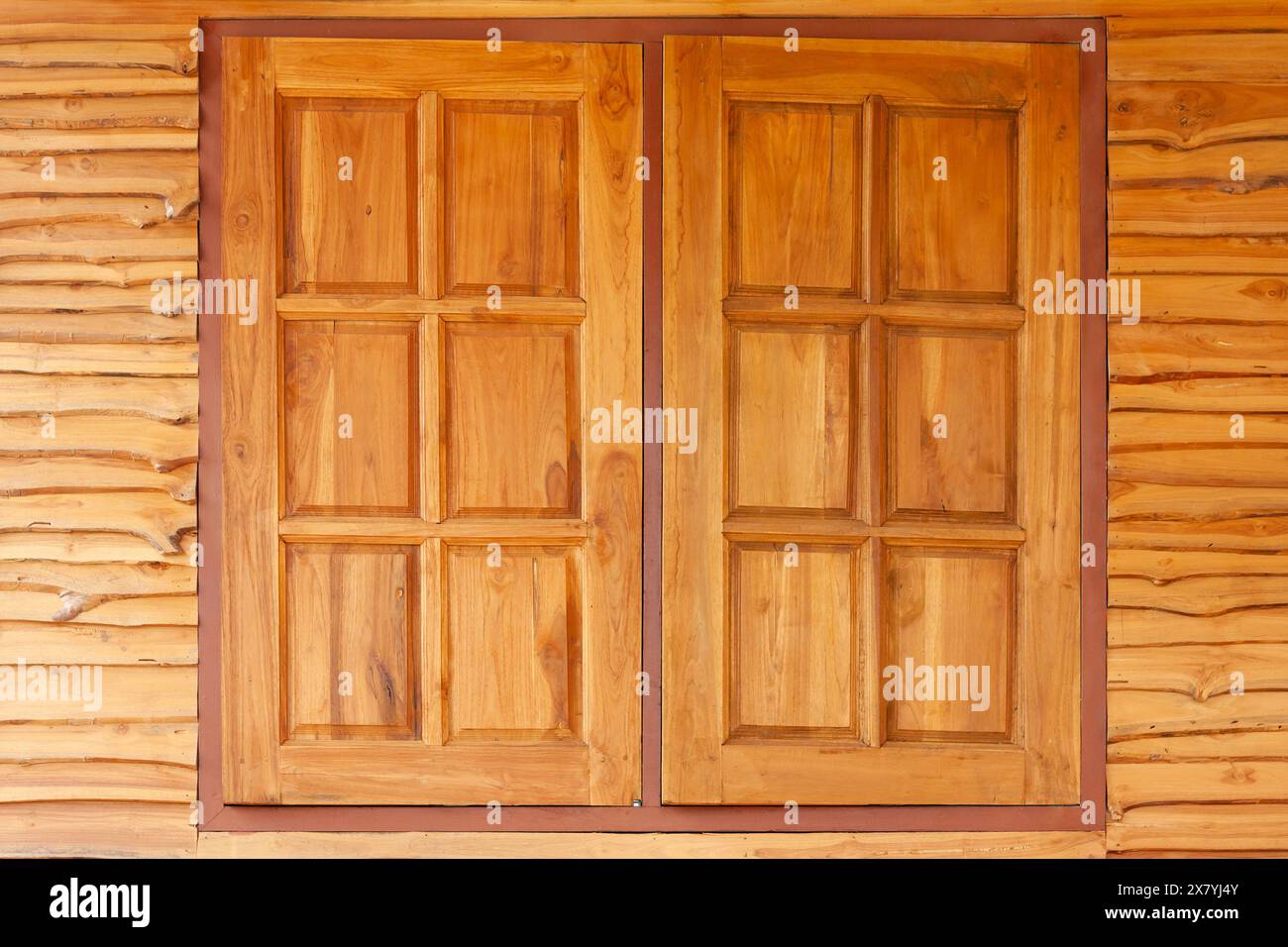 teak wood window frame Stock Photo - Alamy