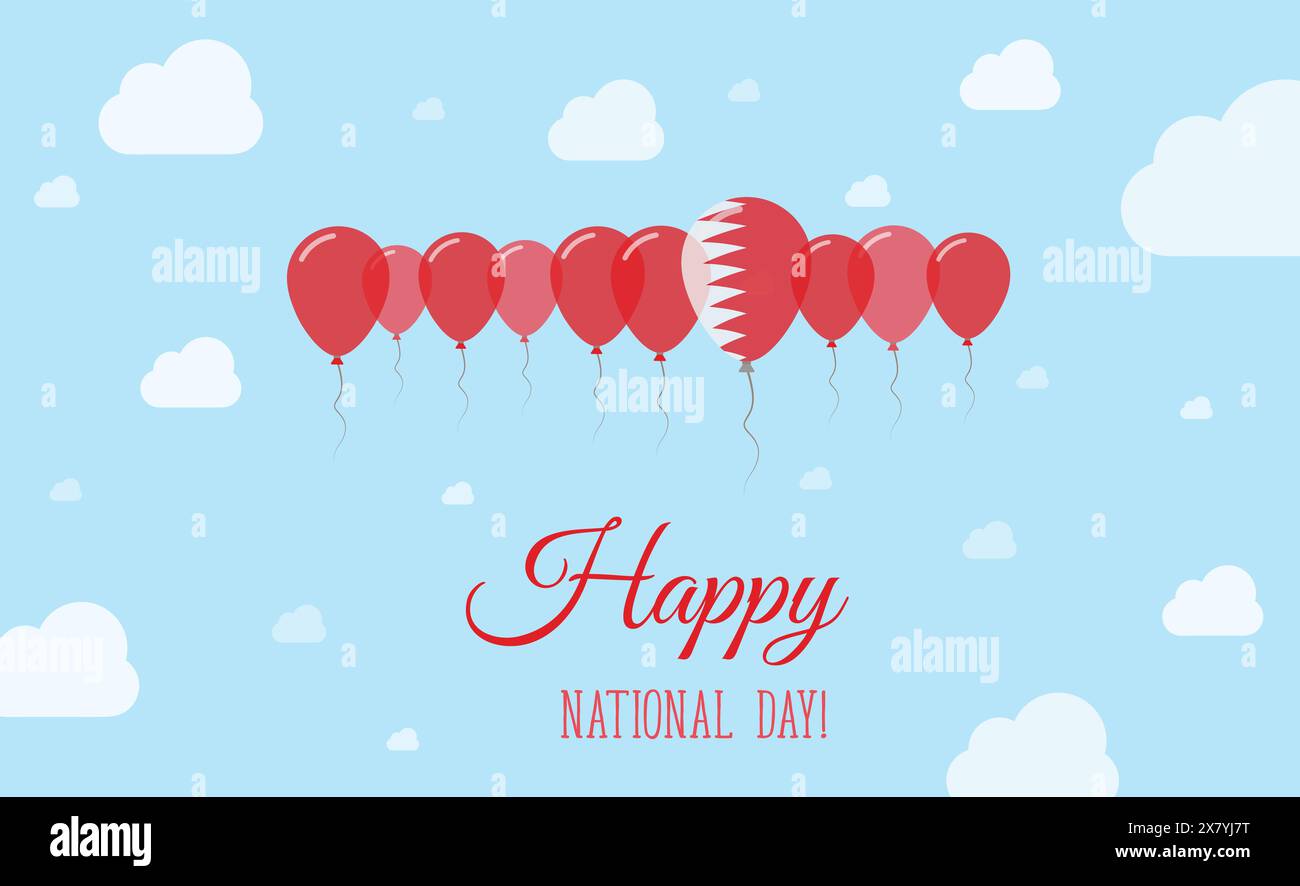 Bahrain Independence Day Sparkling Patriotic Poster. Row of Balloons in ...