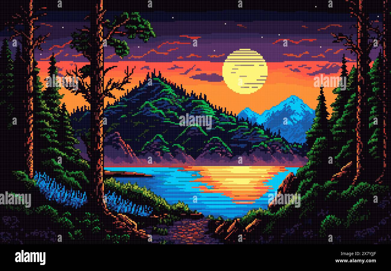 Pixel art mountain peak hi-res stock photography and images - Alamy