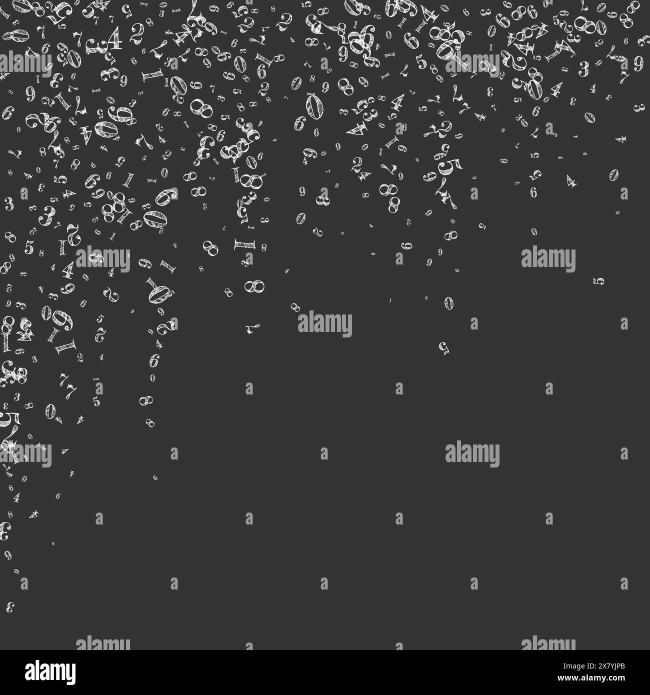 Concept of school background. White chalk numbers and digits falling ...