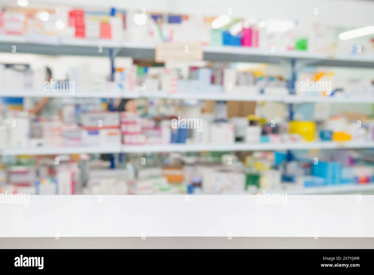 pharmacy counter drugstore shop interior with medicines vitamins ...