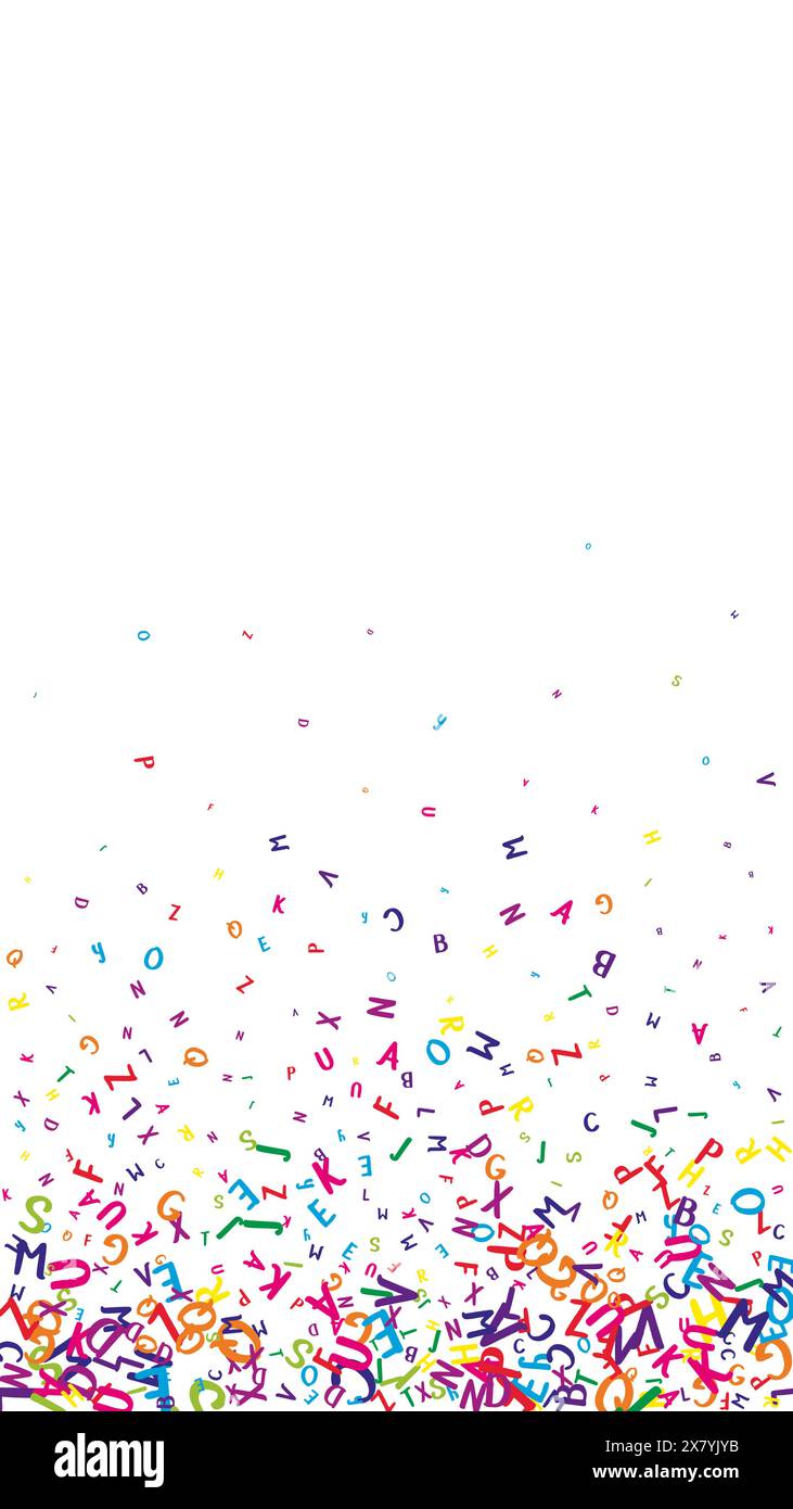Scattered letters of latin alphabet. Colorful childish floating ...
