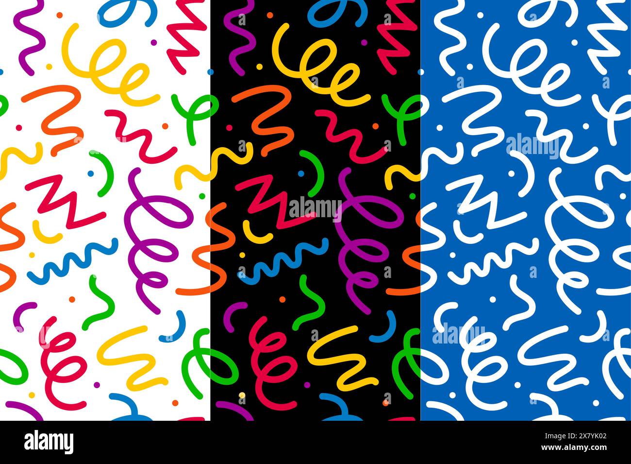 Squiggle line pattern. Vector vibrant, playful and colorful kids ...