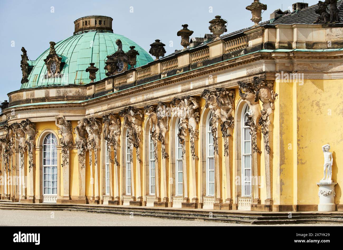 Detail of a German historical palace full of statues and decorations ...