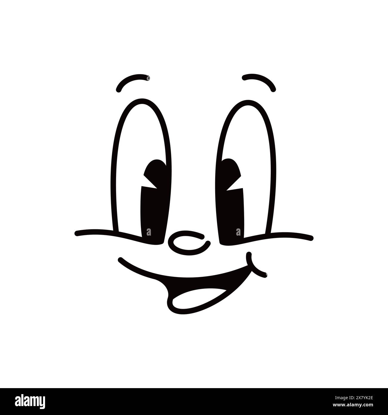 Cartoon comic groovy face emotion, funny retro cute emoji character ...