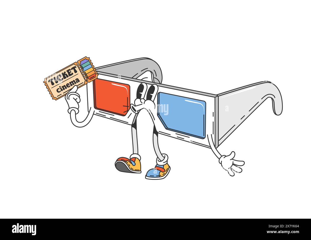 Groovy 3d cinema glasses character. Isolated cartoon vector relaxed ...